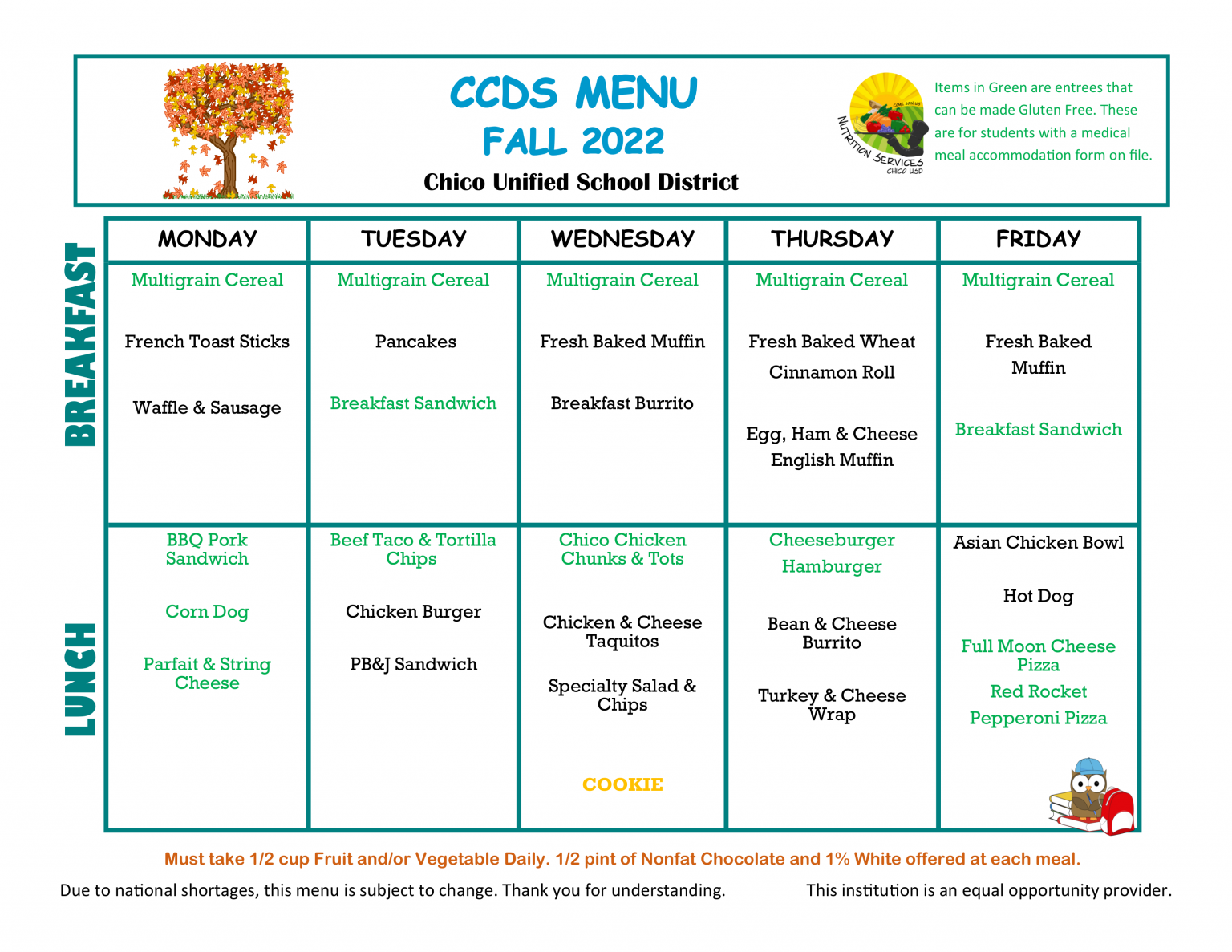 Lunch Program & Menu • Chico Country Day School