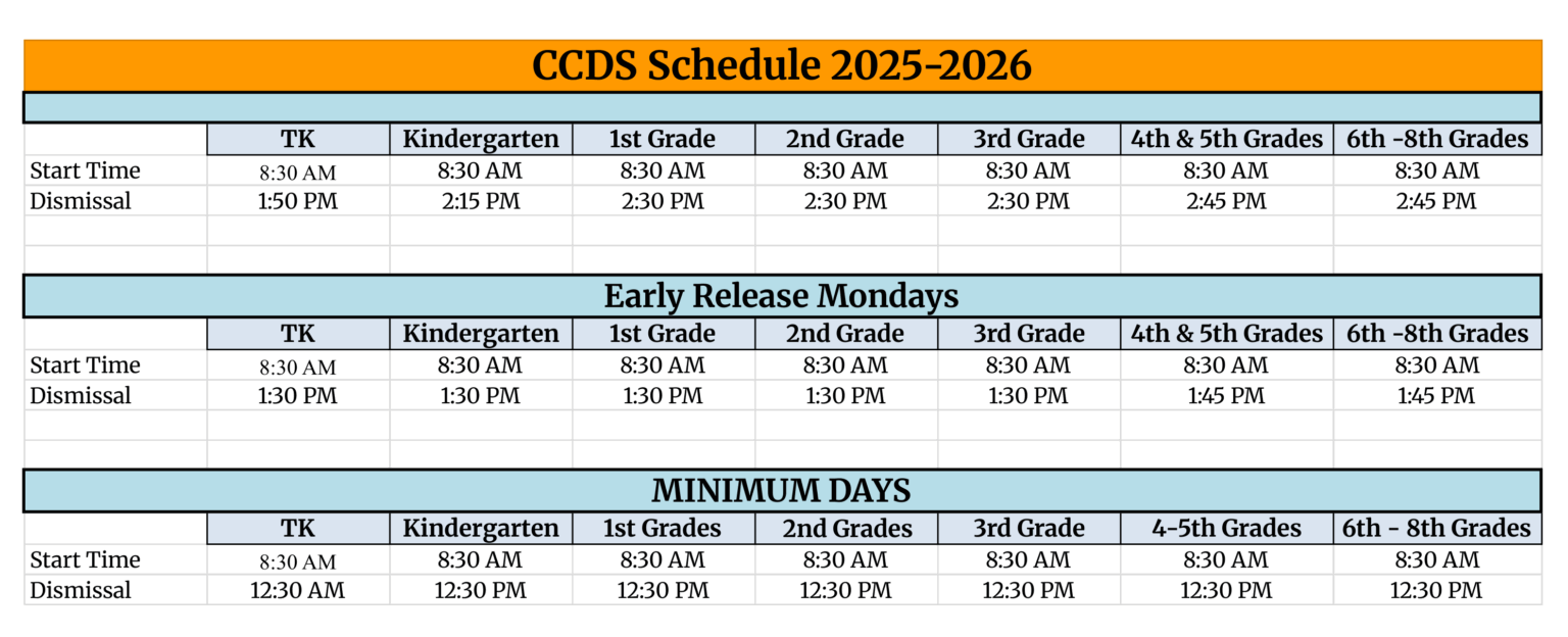 Bell Schedule • Chico Country Day School